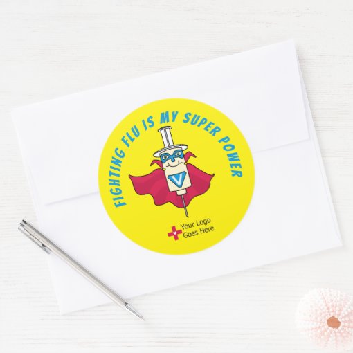 Fighting Flu is My Super Power Flu Shot Reward Classic Round Sticker ...