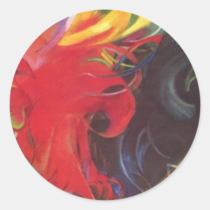 Fighting Forms by Franz Marc, Vintage Fine Art Classic Round Sticker ...