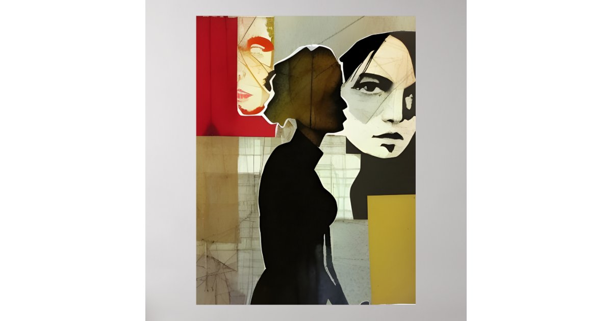 Figurative Collage Mixed Media Poster | Zazzle