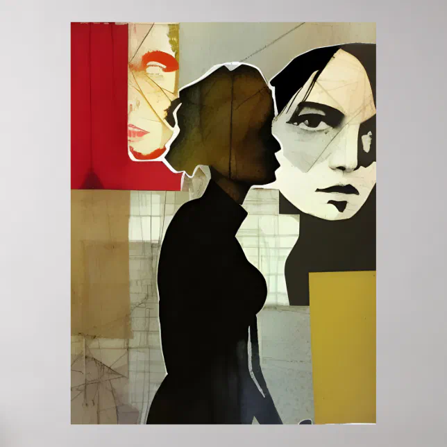 Figurative Collage Mixed Media Poster | Zazzle