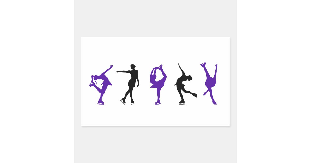 Figure Skaters - Purple & Black Rectangular Sticker | Zazzle