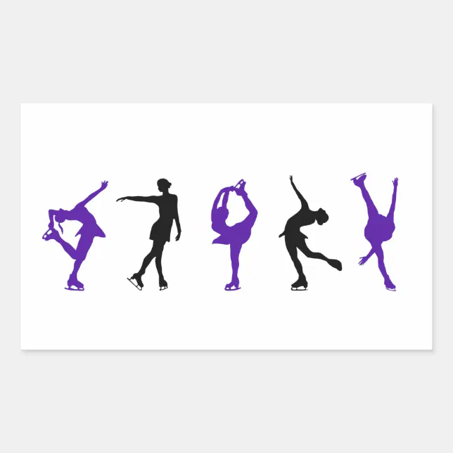 Figure Skaters - Purple & Black Rectangular Sticker | Zazzle