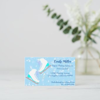 Figure Skating Blue Business Card | Zazzle