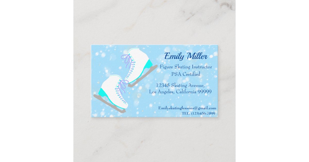 Figure Skating Blue Business Card | Zazzle