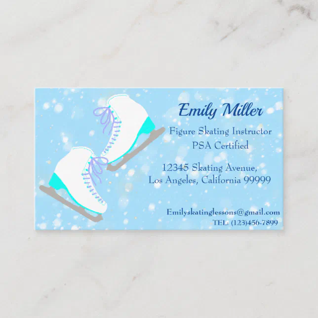 Figure Skating Blue Business Card | Zazzle
