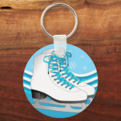 Figure Skating - Ice Skates Blue with Snowflakes Keychain | Zazzle