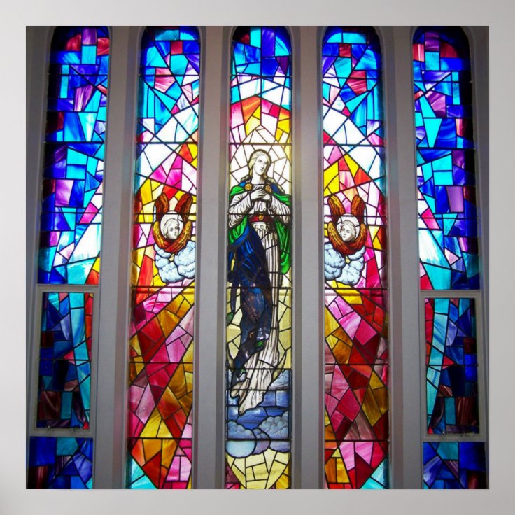 Figures in Stained Glass Window Poster | Zazzle