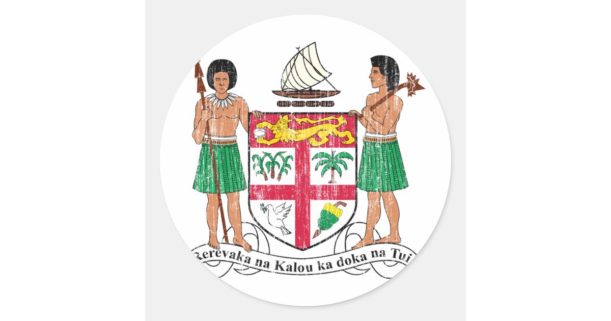 Fiji Coat Of Arms Classic Round Sticker | Zazzle