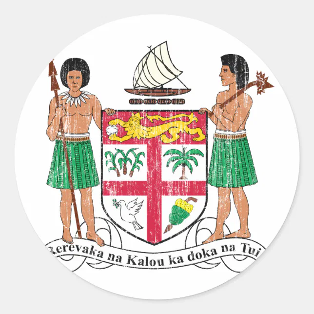 Fiji Coat Of Arms Classic Round Sticker | Zazzle