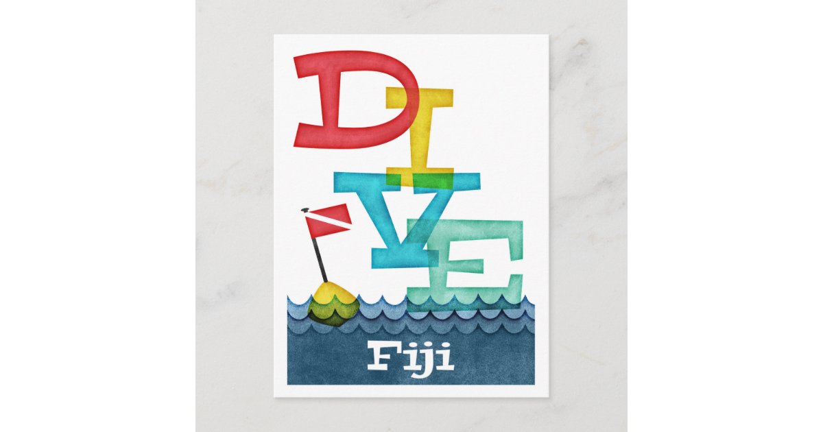 Fiji Dive - Colorful Scuba Postcard | Zazzle