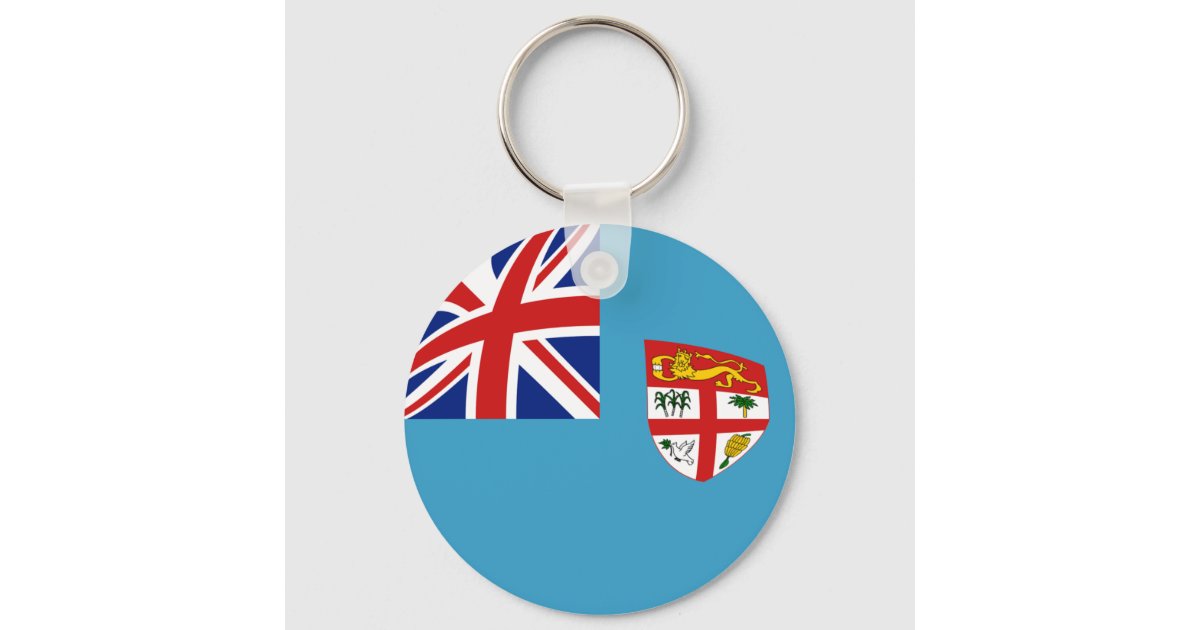 Fiji Fisheye Flag Keychain | Zazzle