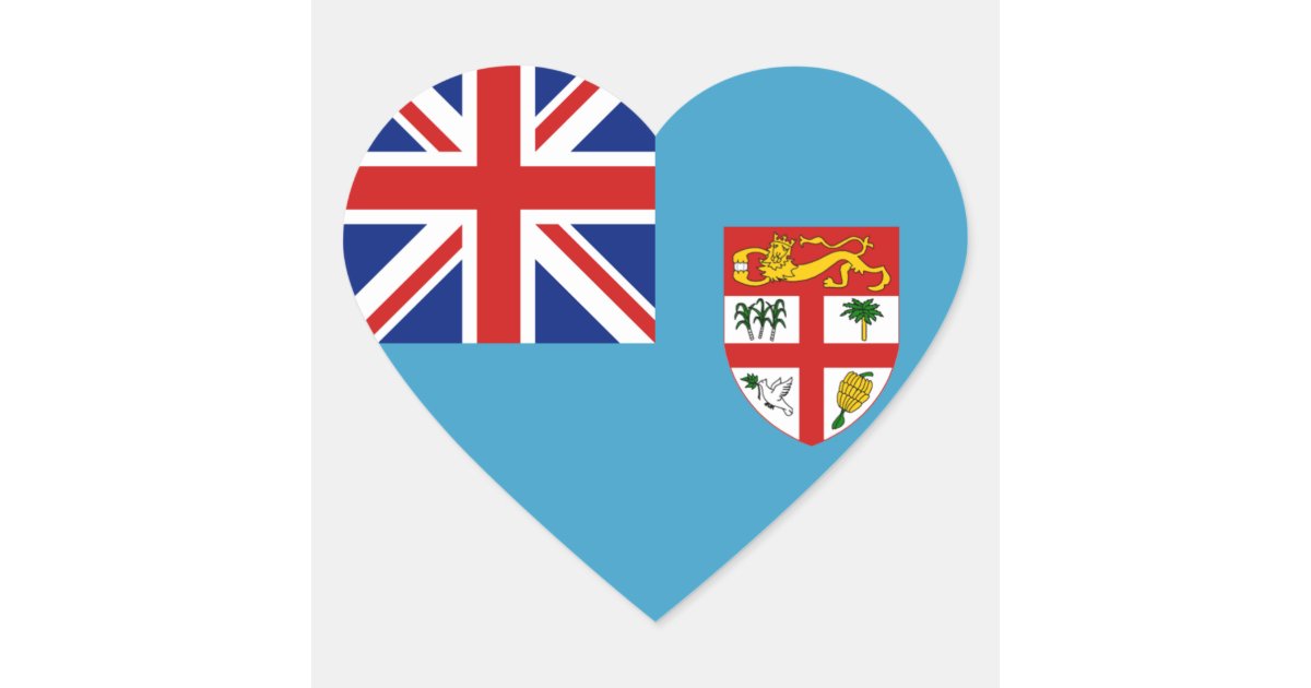 Fiji Flag Heart Sticker | Zazzle