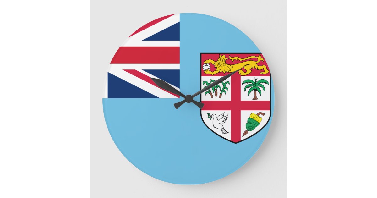 Fiji Flag Large Clock | Zazzle