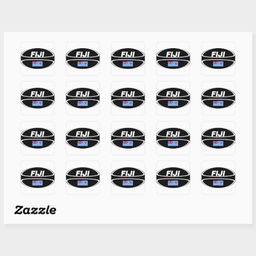 Fiji Flag Rugby Ball Square Sticker | Zazzle
