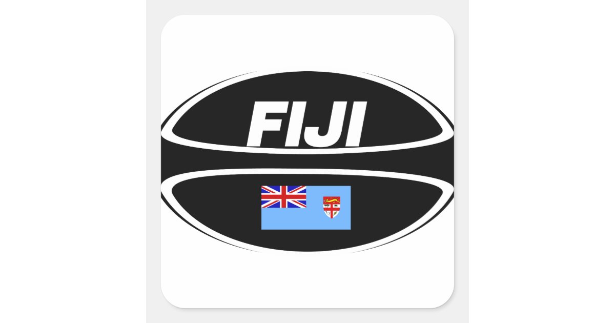 Fiji Flag Rugby Ball Square Sticker | Zazzle