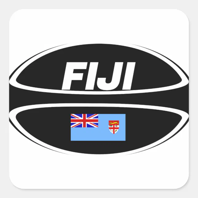Fiji Flag Rugby Ball Square Sticker | Zazzle