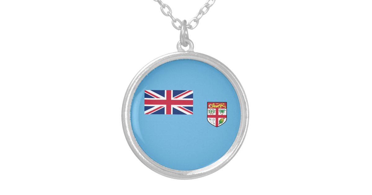 Fiji Flag Silver Plated Necklace | Zazzle