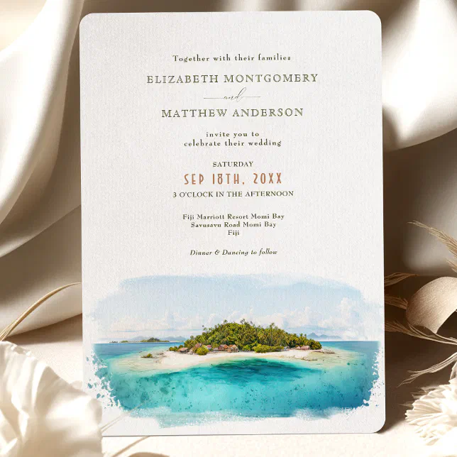 Fiji Island Melanesia Destination Wedding Invitation | Zazzle