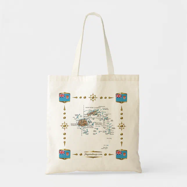 Fiji Map + Flags Bag | Zazzle
