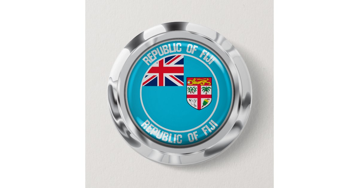 Fiji Round Emblem Button | Zazzle