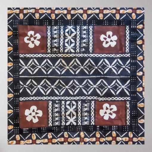 Fiji Tapa Cloth Print Poster | Zazzle