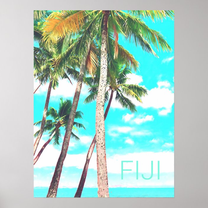 Fiji tropical coconut palm trees travel print | Zazzle.com