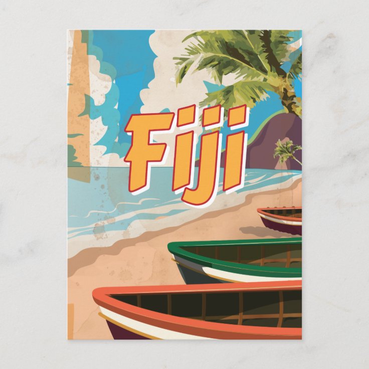 Fiji Vintage travel poster Postcard | Zazzle
