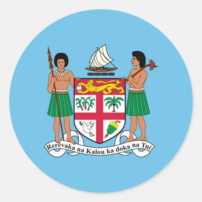 Fijian Coat of Arms, Fiji Classic Round Sticker | Zazzle