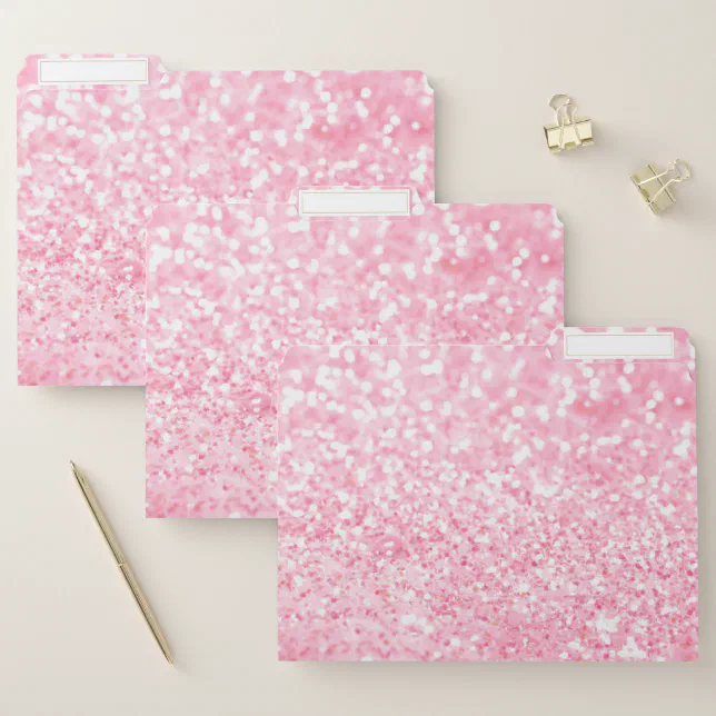 File Folder Set - Sparkling Glitter Pink | Zazzle