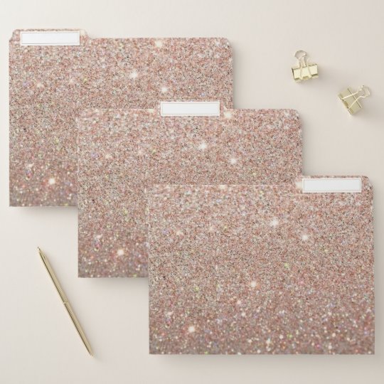 File Folder Set - Sparkling Glitter Rose Gold | Zazzle.com