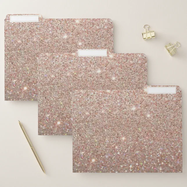 File Folder Set - Sparkling Glitter Rose Gold | Zazzle