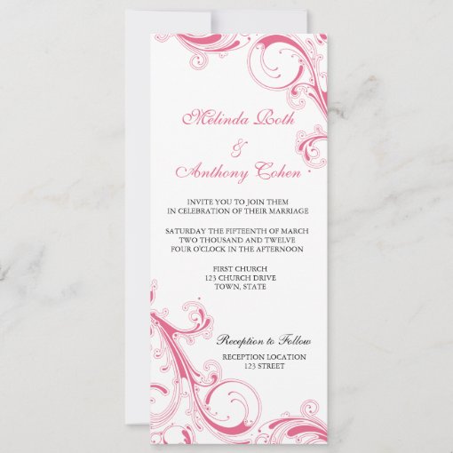 Filigree Swirl Pink Invitation | Zazzle