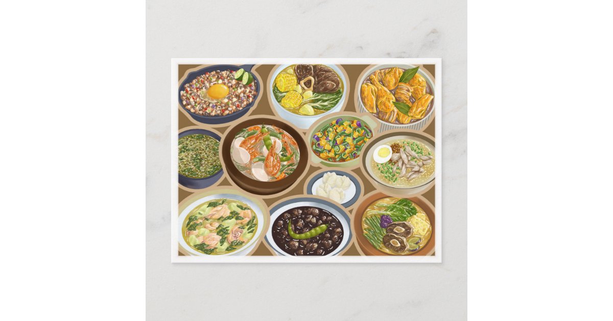Filipino Dishes / Pinoy Food Ulam Postcard | Zazzle