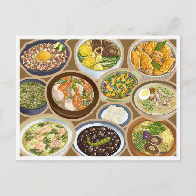 Filipino Dishes / Pinoy Food Ulam Postcard | Zazzle