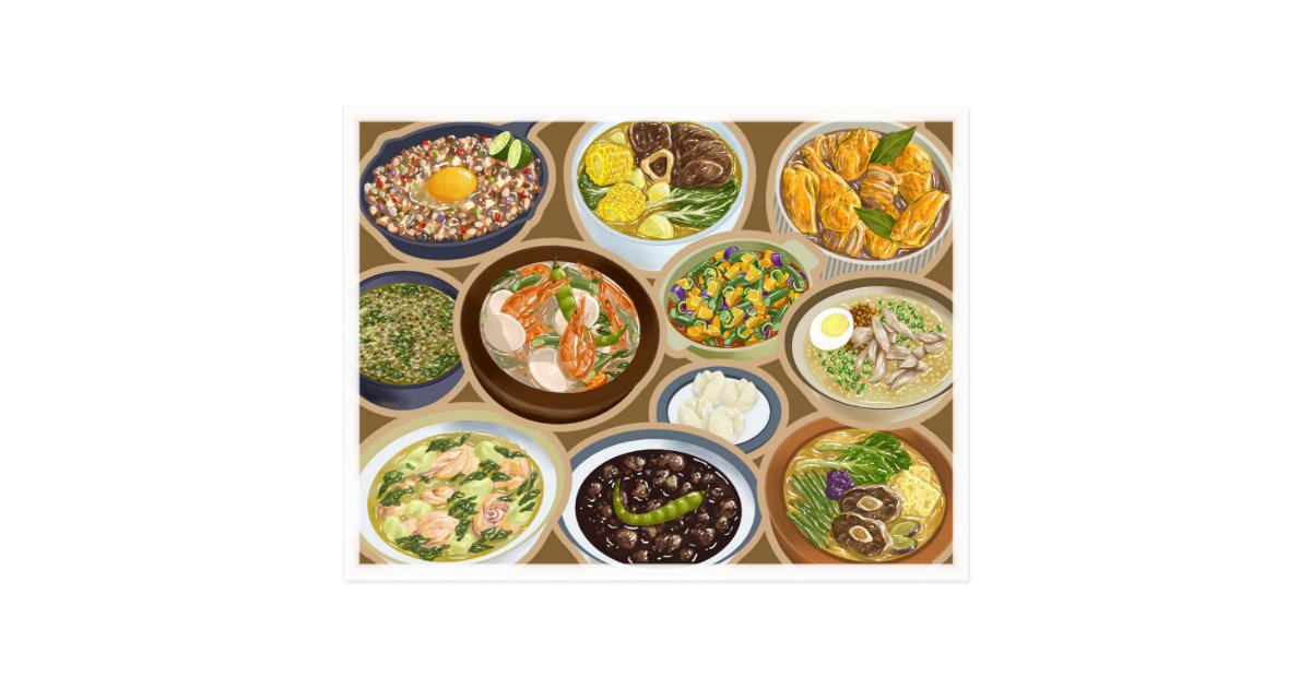 Filipino Dishes / Pinoy Food Ulam Postcard | Zazzle.com