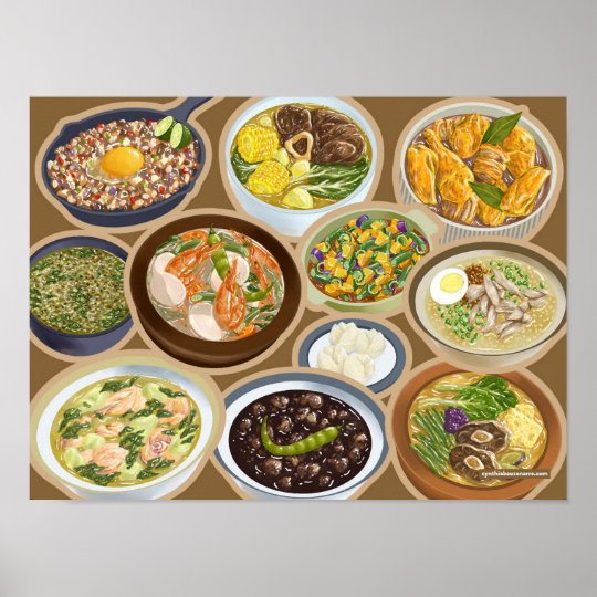Filipino Dishes / Pinoy Food Ulam Poster | Zazzle.com
