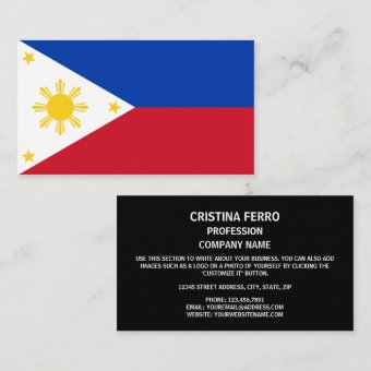Filipino Flag, Flag of the Philippines Business Card | Zazzle