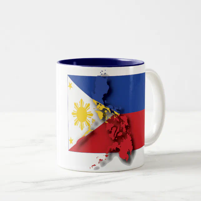 FILIPINO FLAG MAP Philippines Scripture Customized Two-Tone Coffee Mug ...