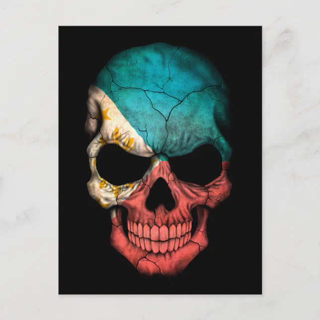Filipino Flag Skull on Black Postcard | Zazzle