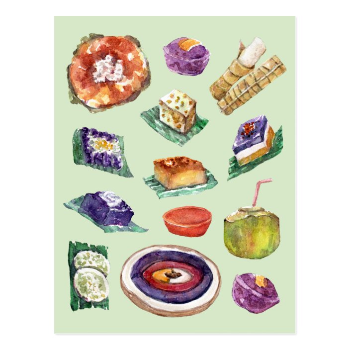 Filipino Food Delicacies in Watercolor Pinoy Postcard | Zazzle.com