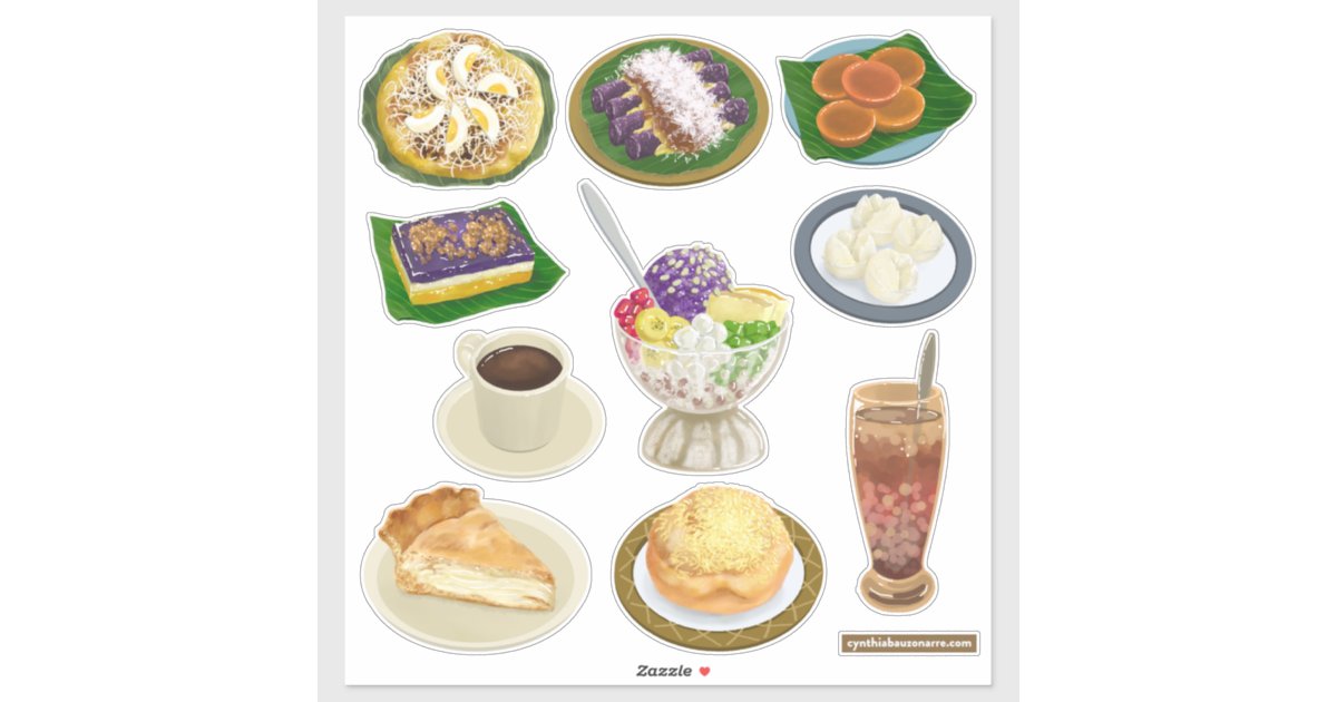 Filipino Food / Pinoy Snacks and Desserts Sticker | Zazzle