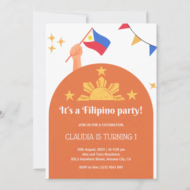 Filipino Party Invitation Birthday Dinner Invite | Zazzle