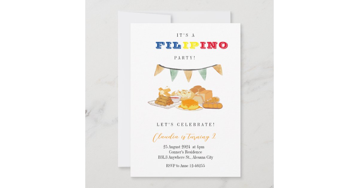 Filipino Party Invitation Filipino Birthday Dinner | Zazzle