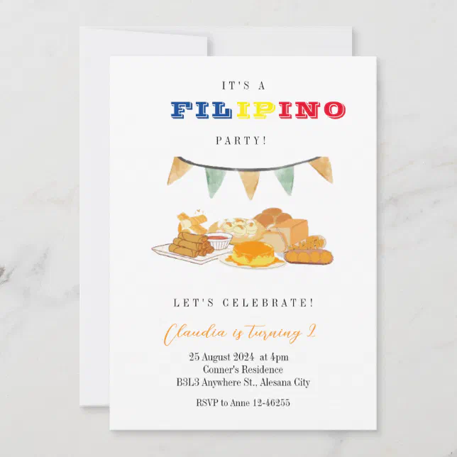 Filipino Party Invitation Filipino Birthday Dinner | Zazzle