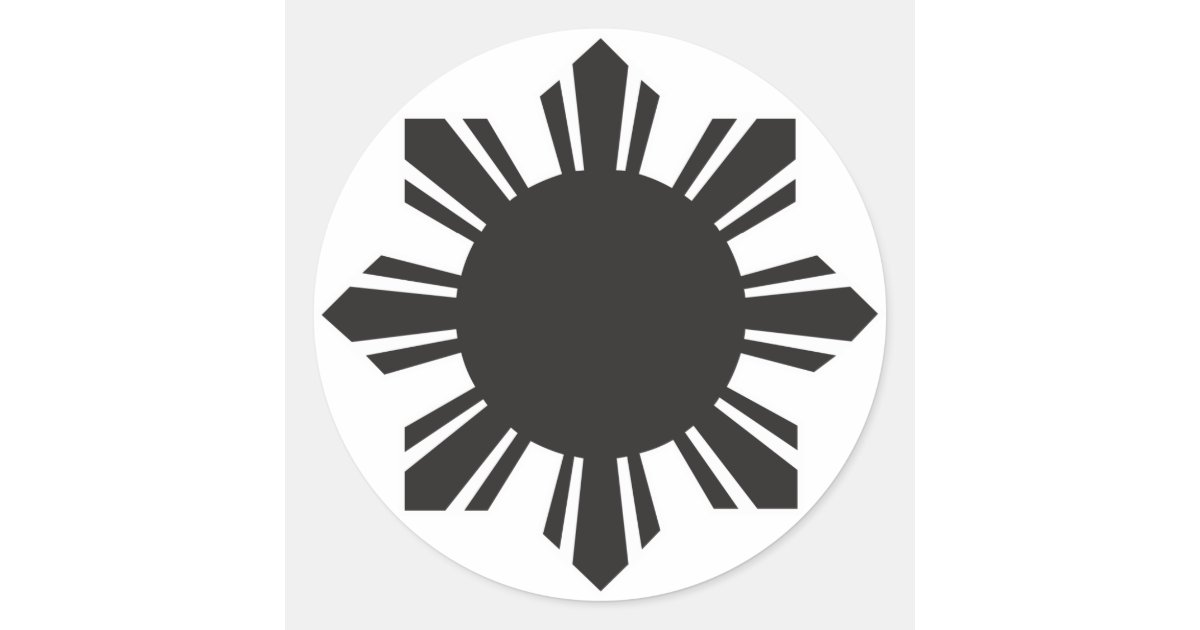Filipino Sun - Black Classic Round Sticker | Zazzle