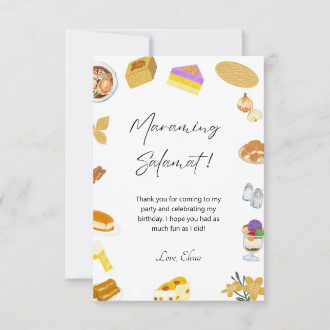 Filipino Thank You Card Philippines Food Theme | Zazzle