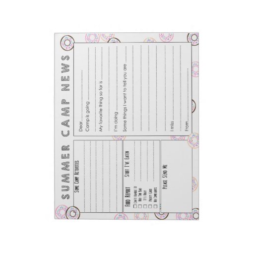 Fill in Camp Letter - Cute Summer Camp Stationery Notepad | Zazzle