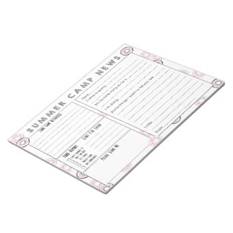 Fill in Camp Letter - Cute Summer Camp Stationery Notepad | Zazzle