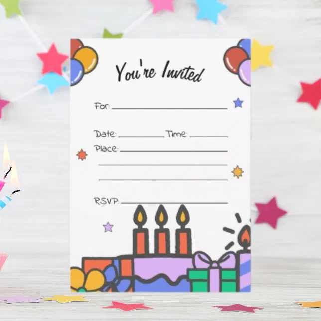 Fill In The Blank Birthday Invitation | Zazzle