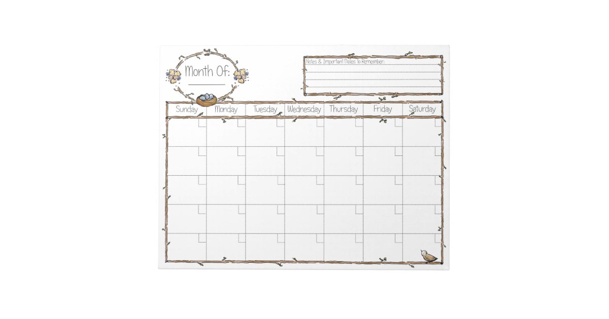 Fill in the Blank Calendar Notepad | Zazzle